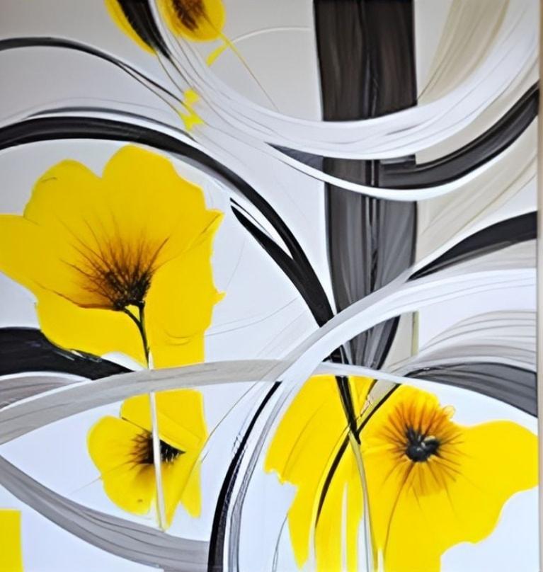 Tableaux Design Abstraits Peints à la Main - Triptyque Design