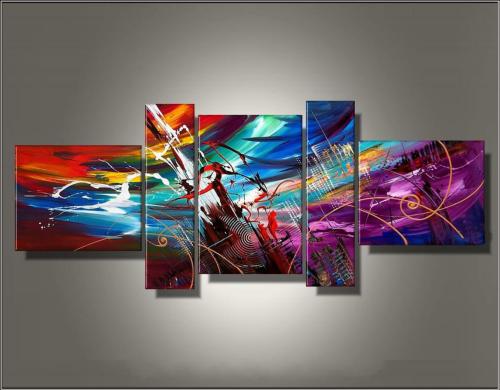 Tableaux design abstrait en 5 toiles moderne.